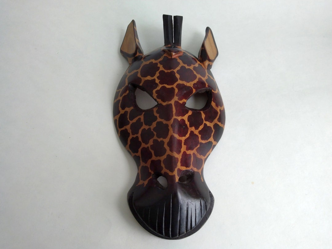 Vintage Wood Handed Carved Animal Mask Wooden Giraffe Mask - Etsy