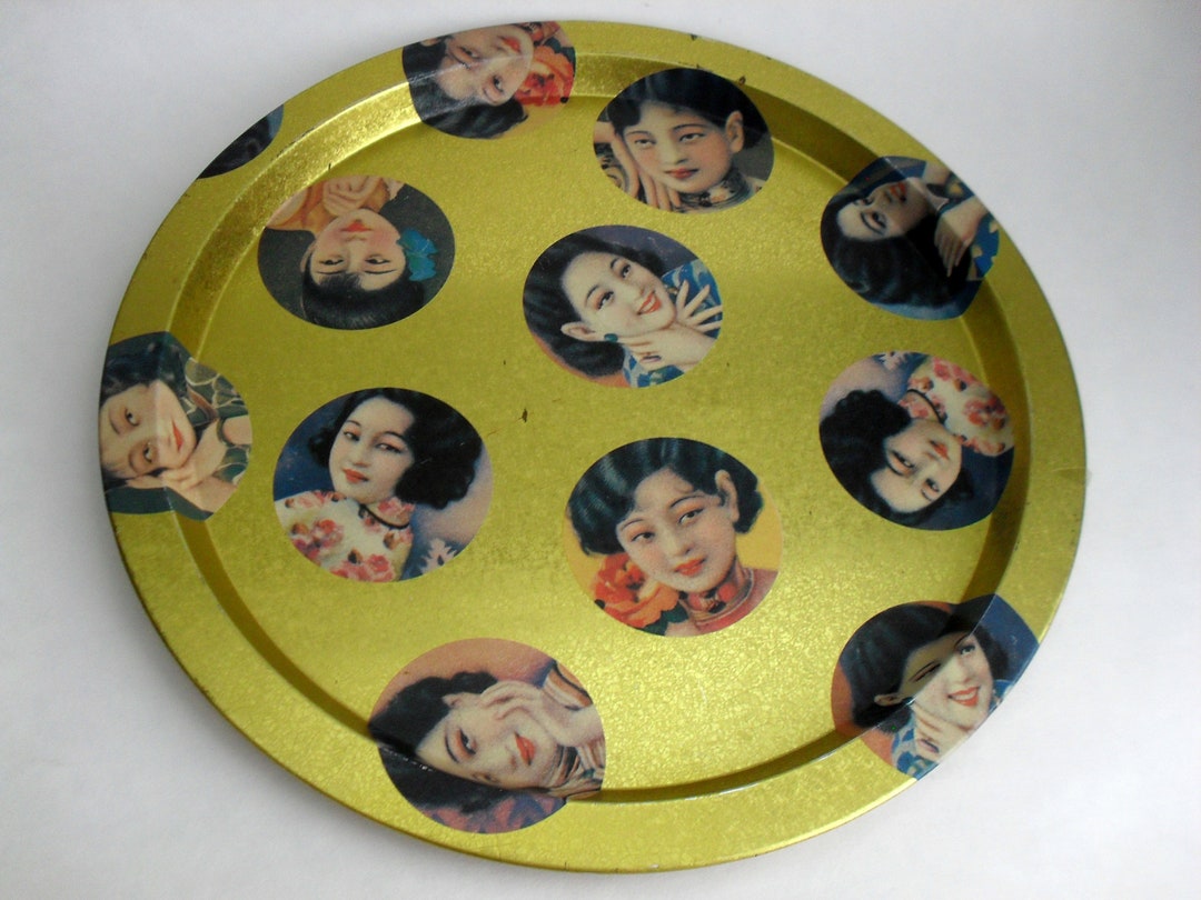 Alan Chan Creations Gold Asian Lady Face Tin Platter - Etsy