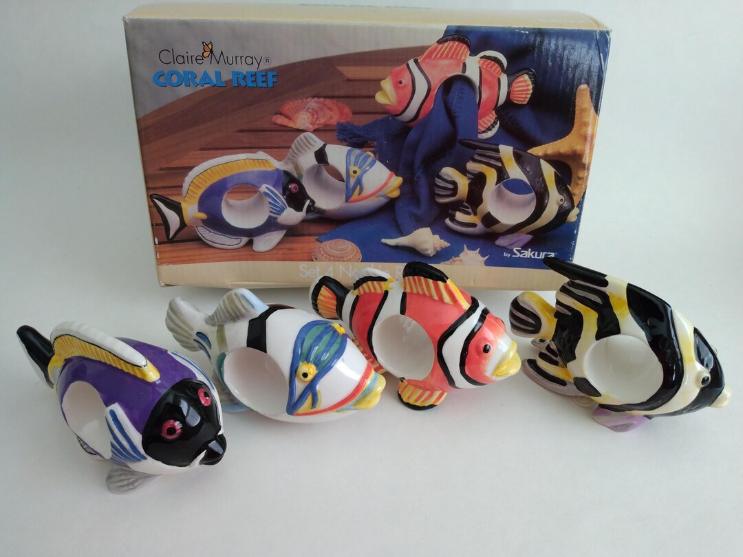 Claire Murray's Coral Reef Fish Napkin Rings Set of 4 With Box - Etsy
