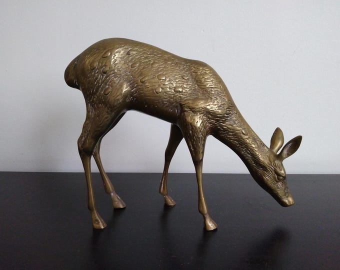 Vintage MCM Solid Brass Doe Deer 8.5"h X 12"l - Etsy