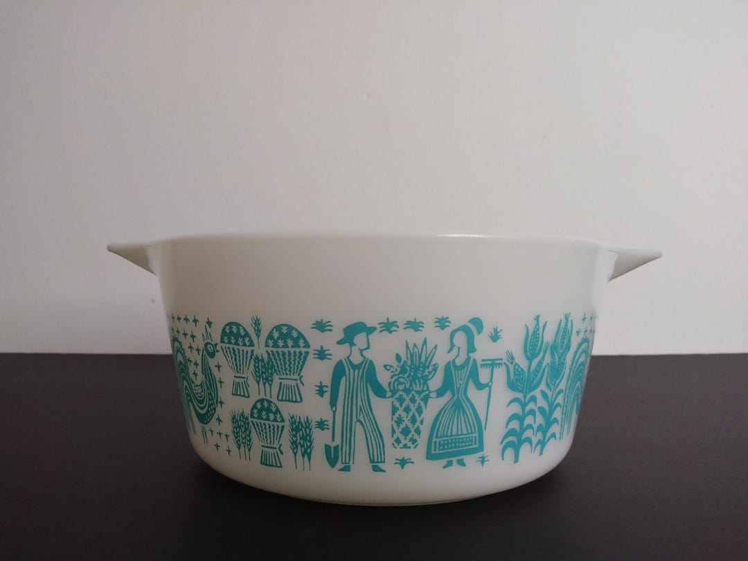 Pyrex Amish Butterprint Turquoise White 474-B 1 1/2 QT Casserole - Etsy
