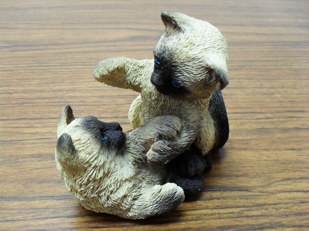Stone Critters 2 Siamese Kittens Cats Playing Figurine Vintage - Etsy