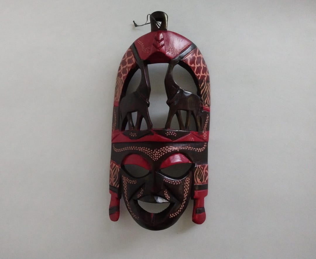 Vintage African Maasai Wooden Mask – Kenyan Folk Art, Eclectic Wall ...