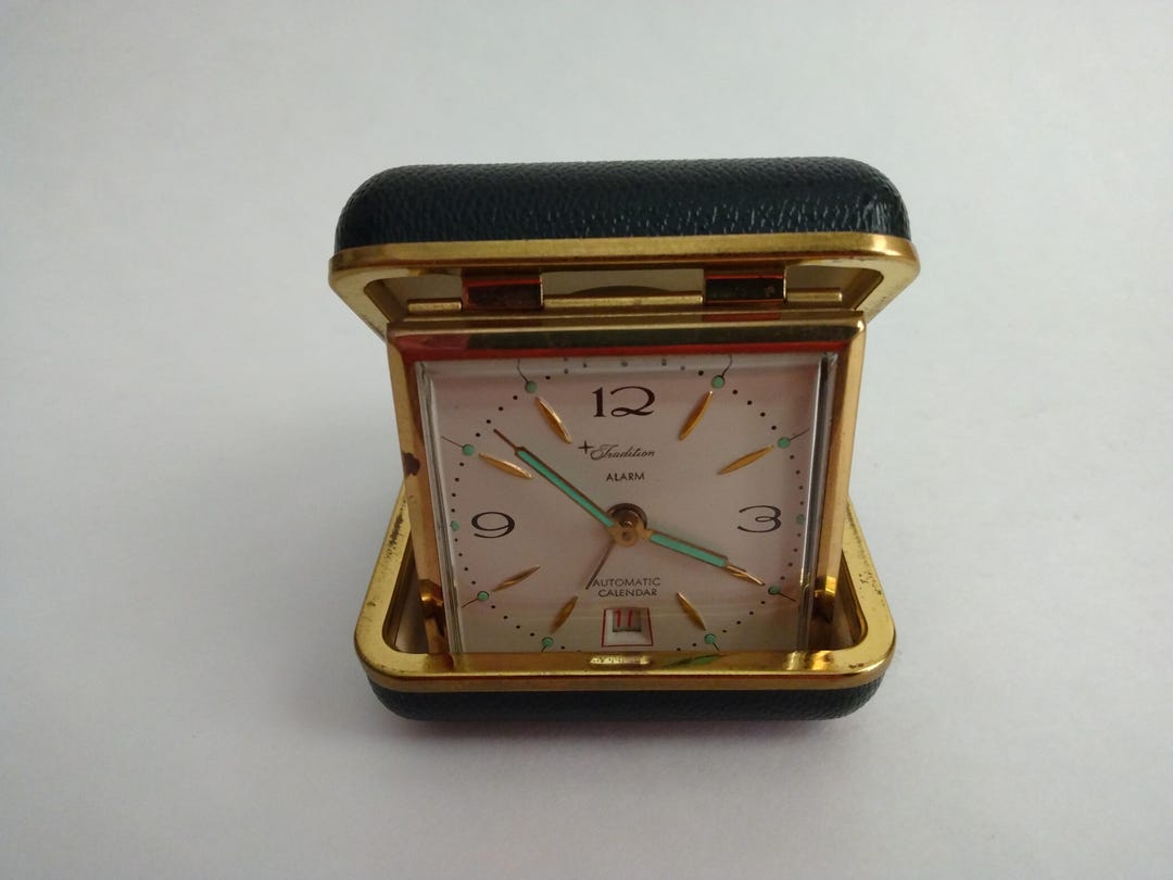 Vintage Tradition Black Folding Travel Alarm Clock Made in West Germany ...