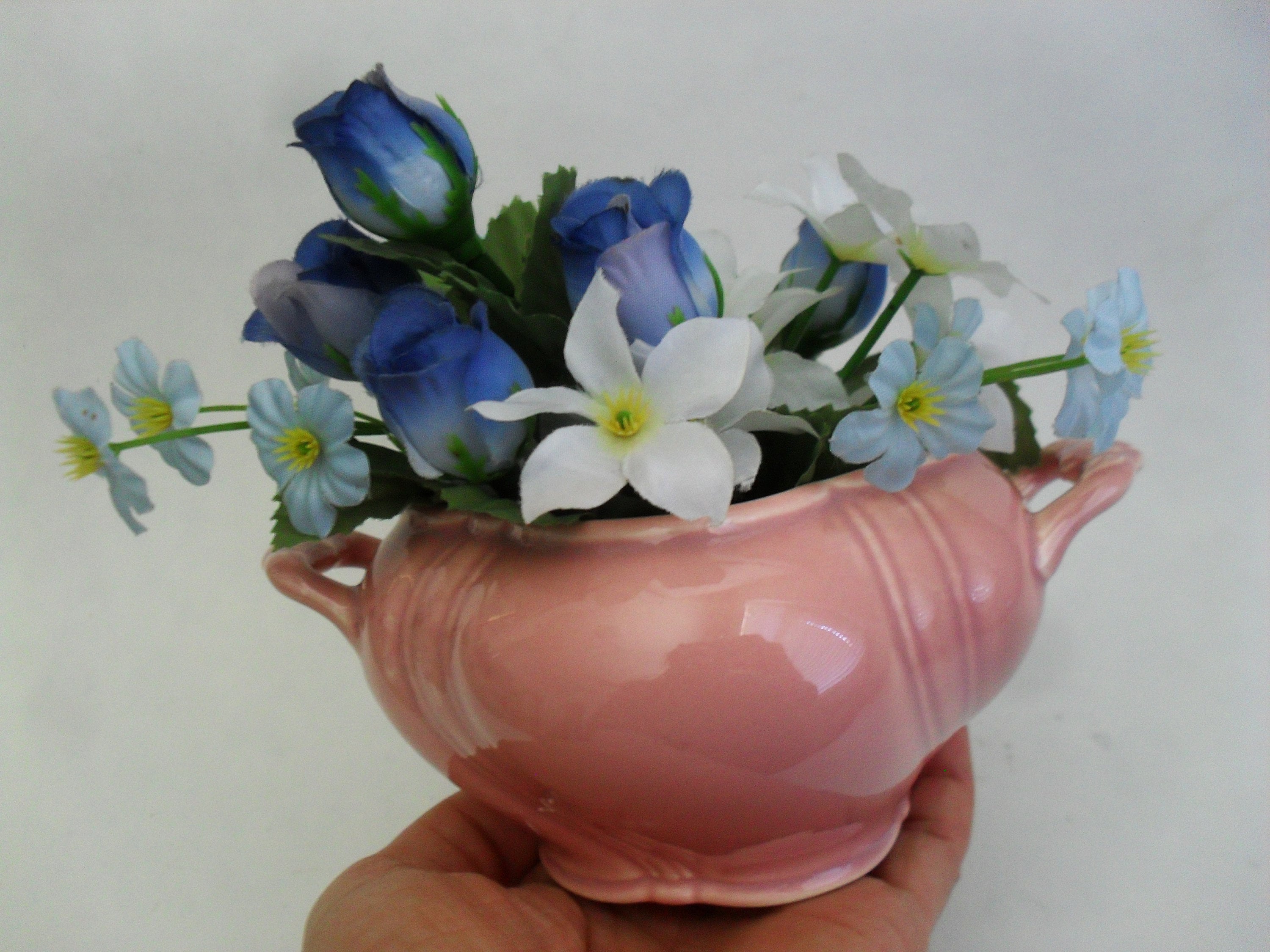 Small Pink Ceramic Planter with Two Handles / Pink Ceramic Pot | Etsy