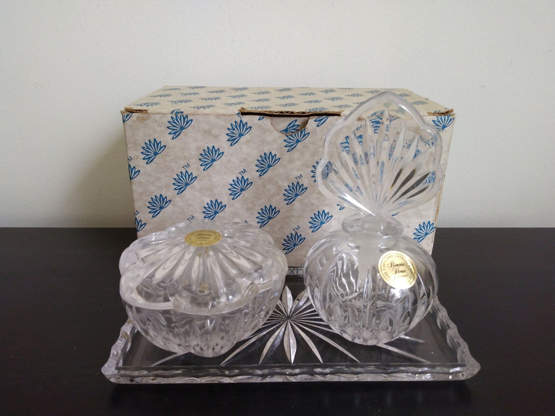 Princess House 3 Piece Crystal Vanity Set / Princess House Lead Crystal ...