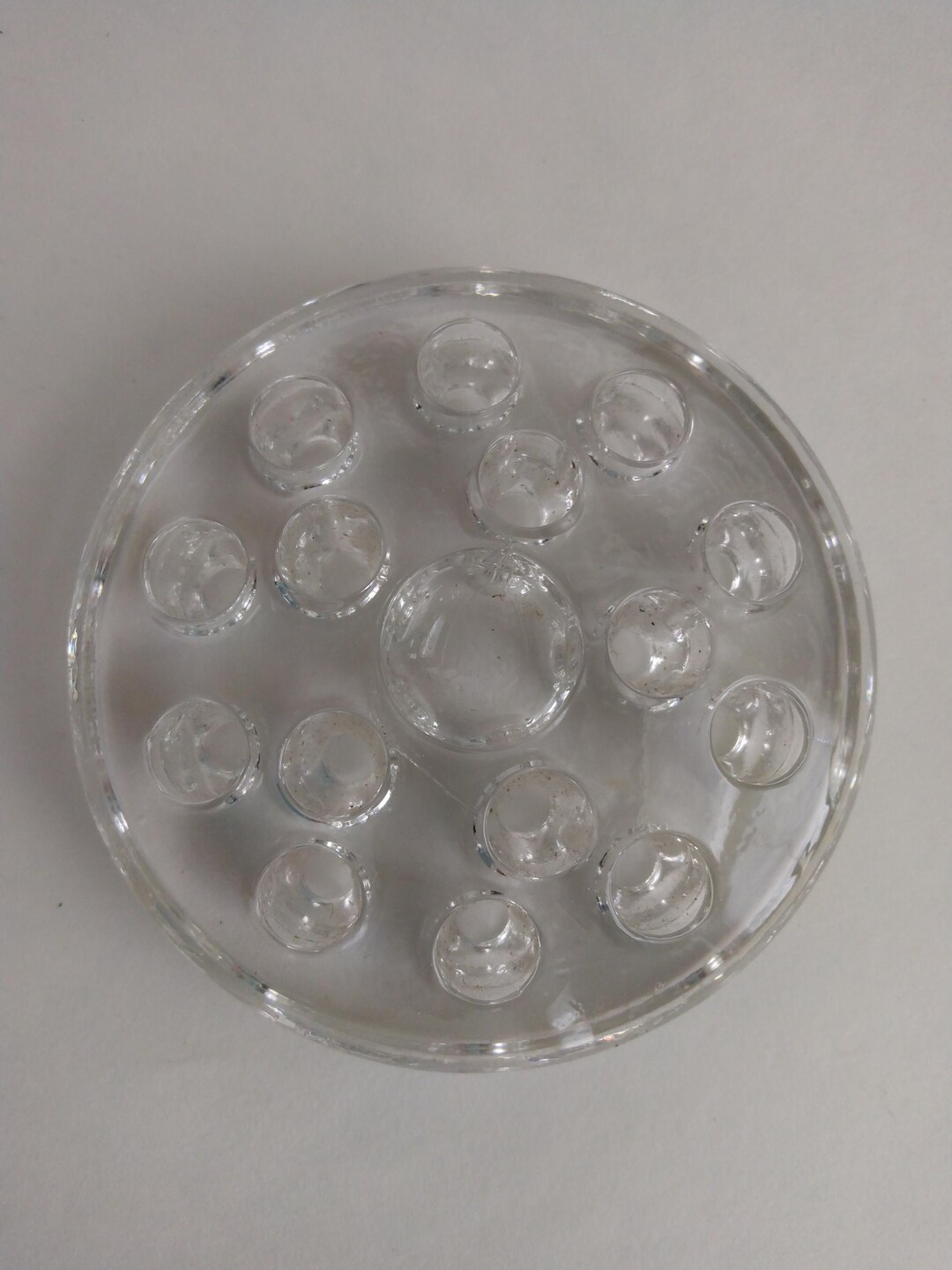 Vintage Clear Glass Flower Frog 16 Hole - Etsy