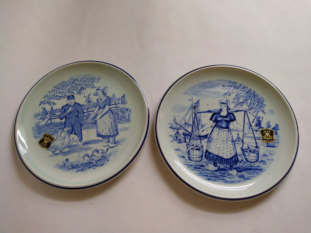 Vintage Dutch Plates Boch Delft Plate Decorative Belgium Holland Set of ...
