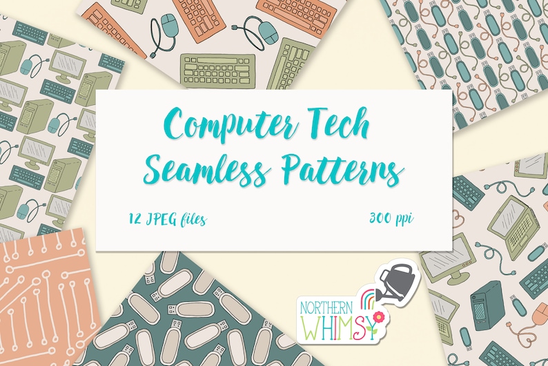 Computer Science & Tech Seamless Patterns | Etsy