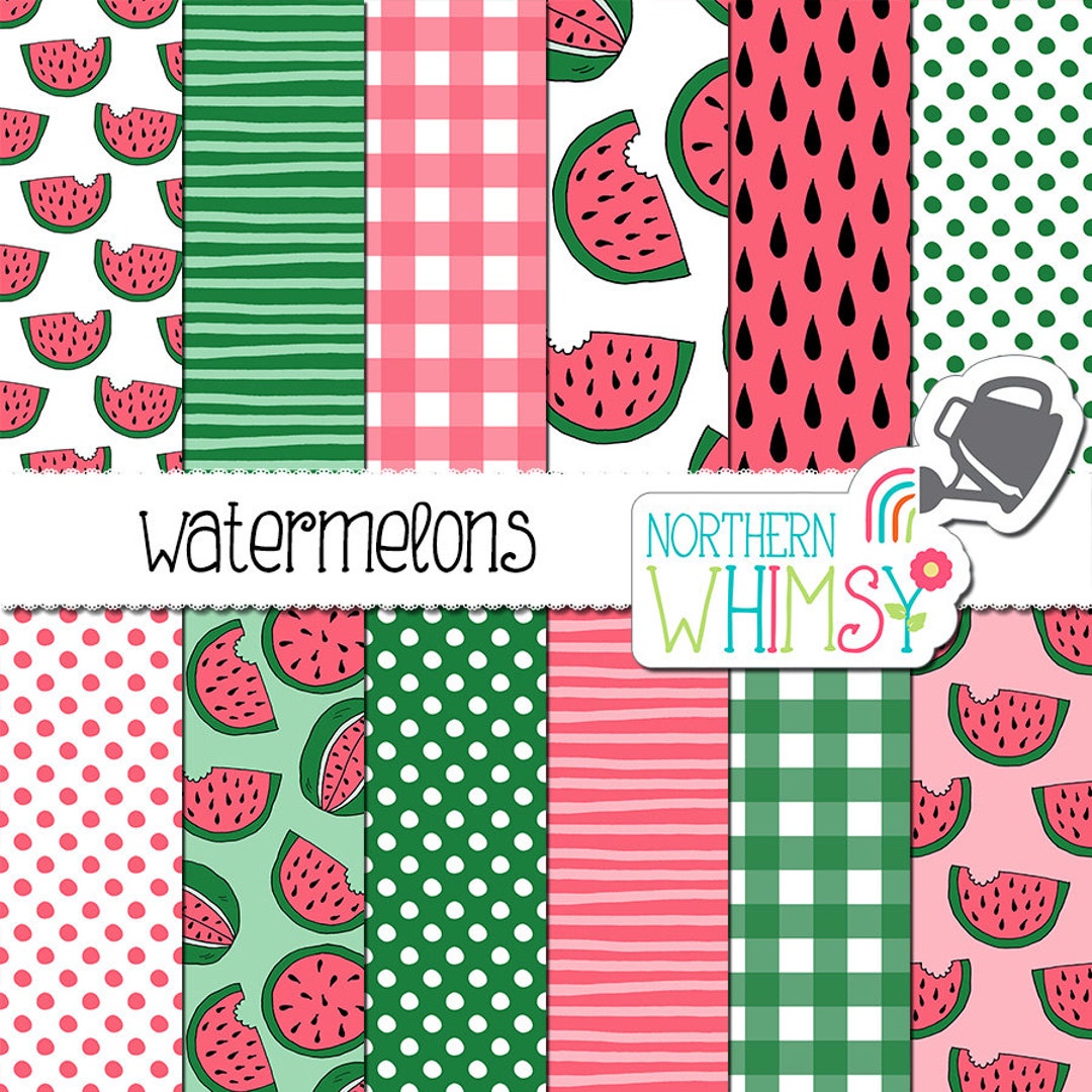 Watermelon Digital Paper Summer Seamless Patterns - Etsy