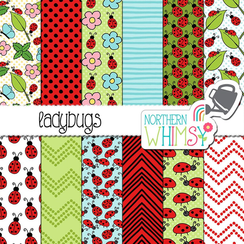Ladybug Digital Paper Spring Seamless Patterns for Kids - Etsy Canada