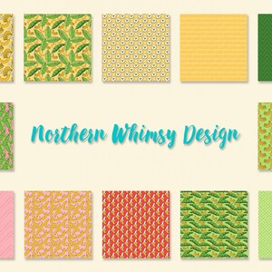 Tropical Bananas Digital Paper Banana and Banana Leaf Seamless Patterns ...