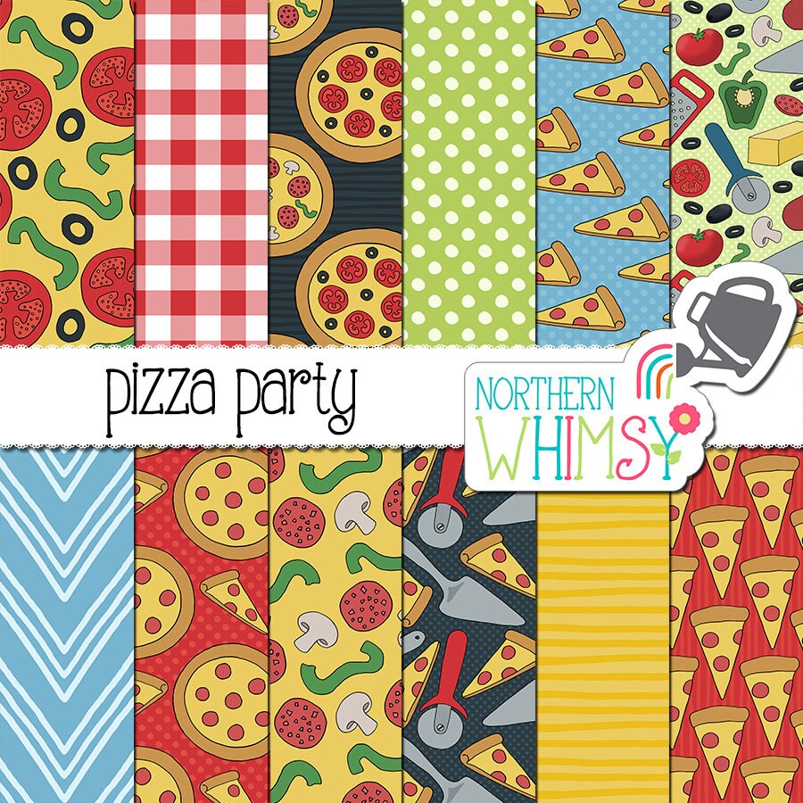 Pizza Digital Paper Pizza Party seamless | Etsy