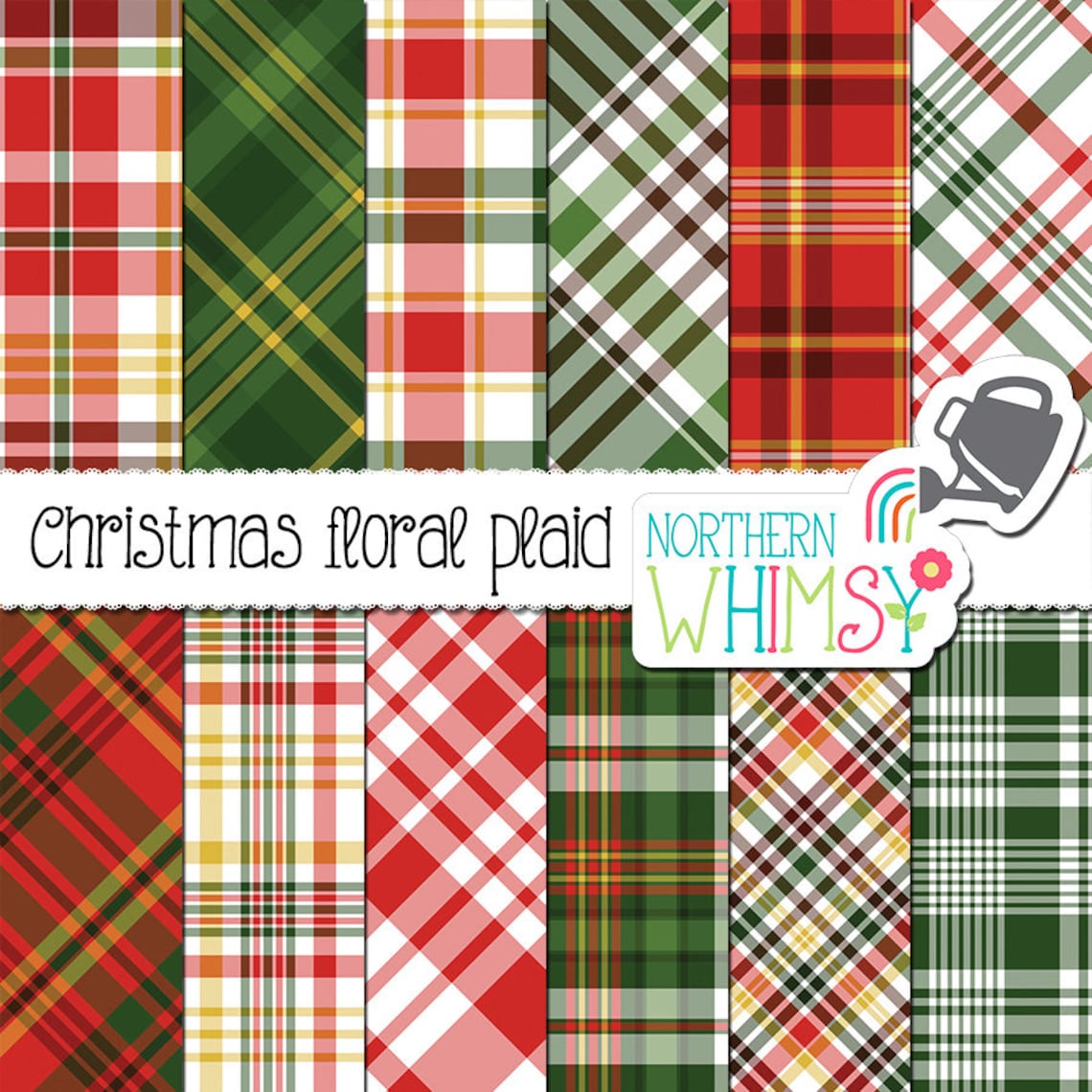 Christmas Plaid Digital Paper in Red and Green - Etsy
