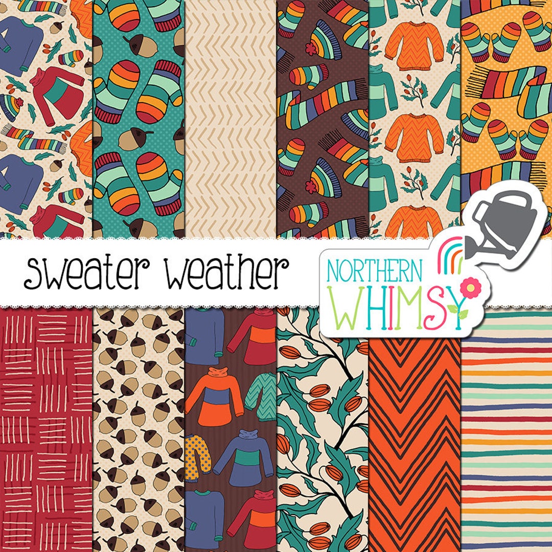 Fall Digital Paper Sweater Weather Seamless Patterns - Etsy