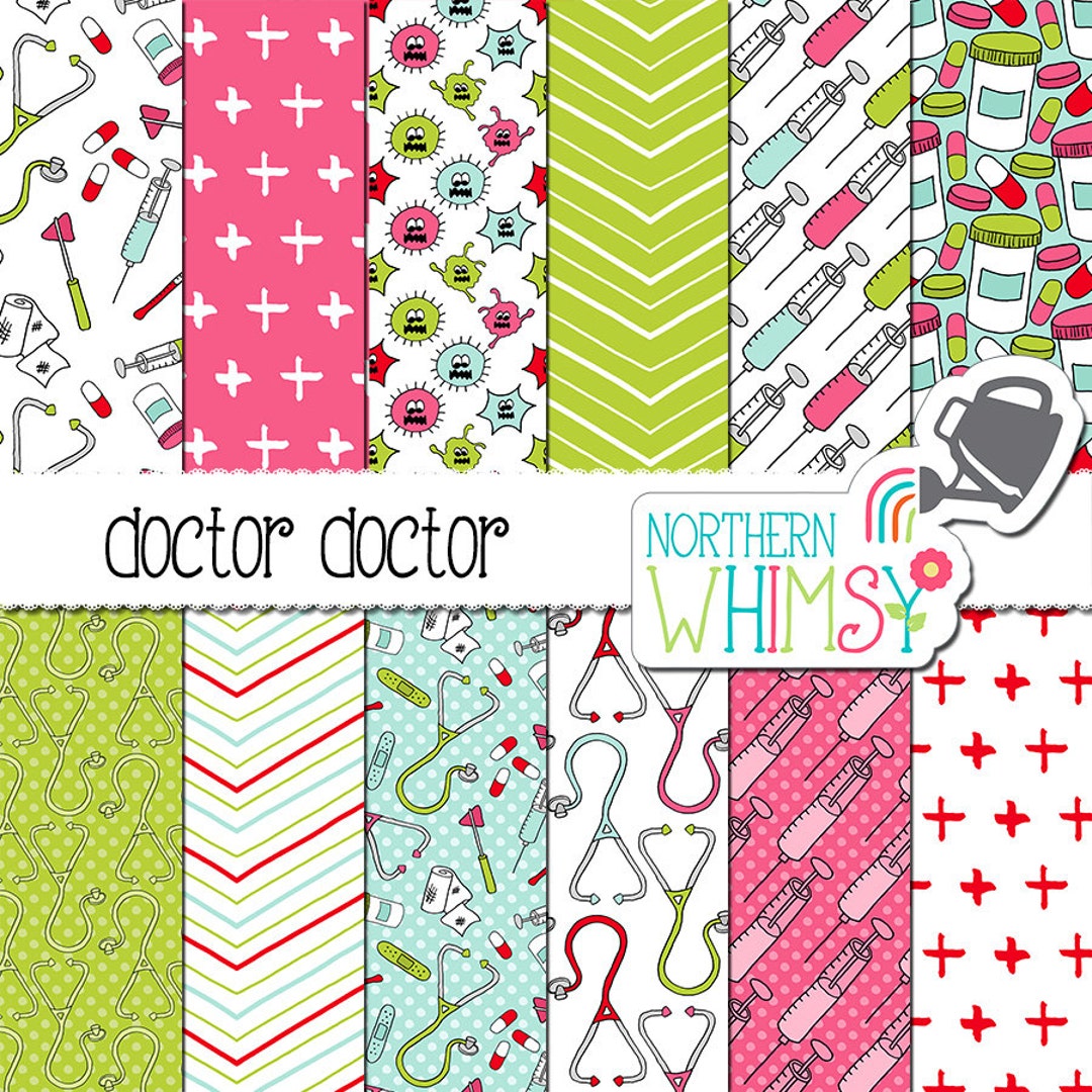 Medical Digital Paper doctor Doctor Seamless - Etsy