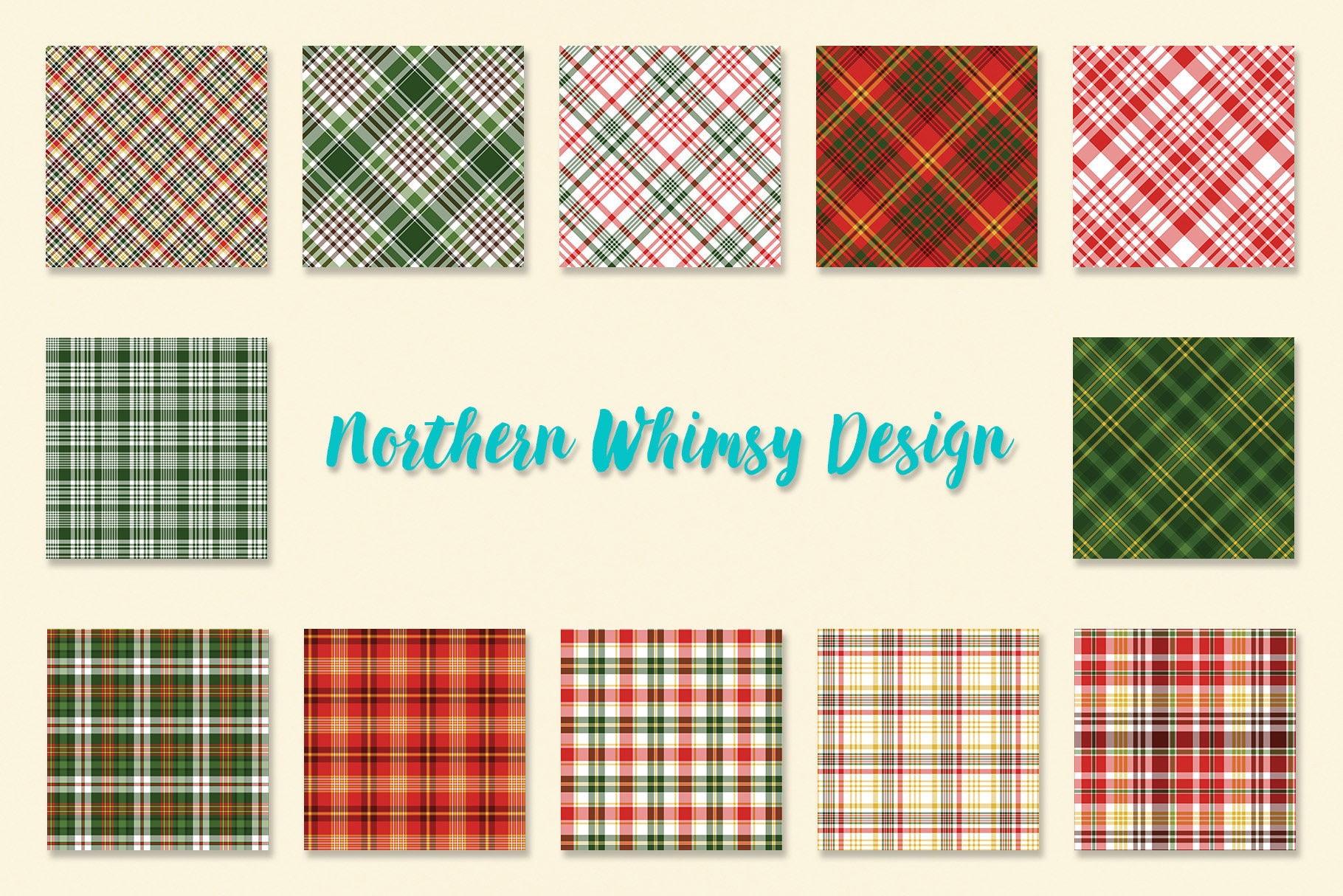 Christmas Plaid Digital Paper in Red and Green - Etsy