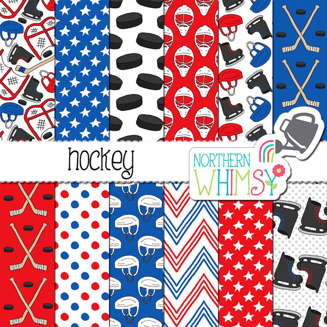 Hockey Digital Paper Sports Seamless Patterns - Etsy