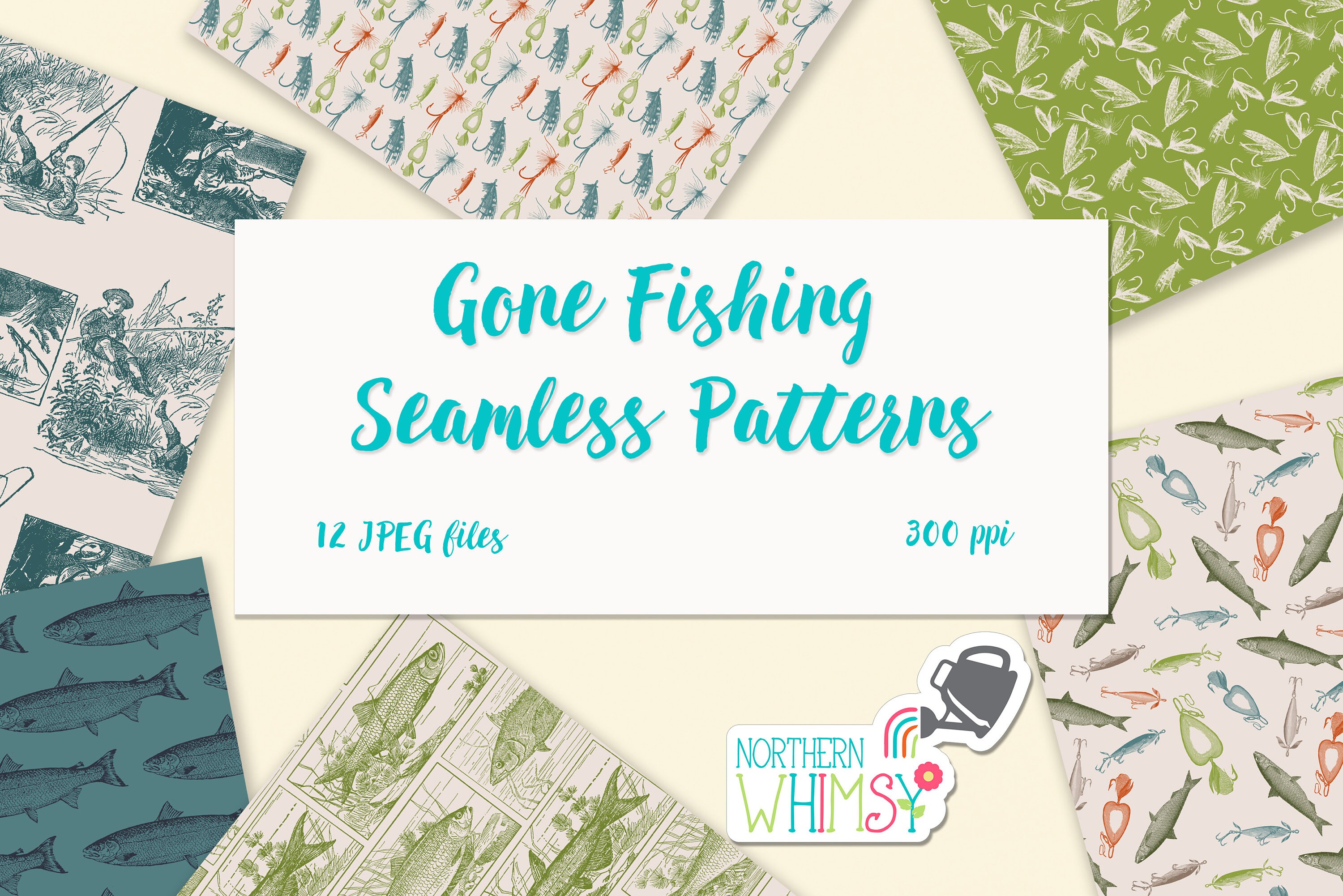 Fishing Digital Paper Vintage Fish and Lure Seamless - Etsy