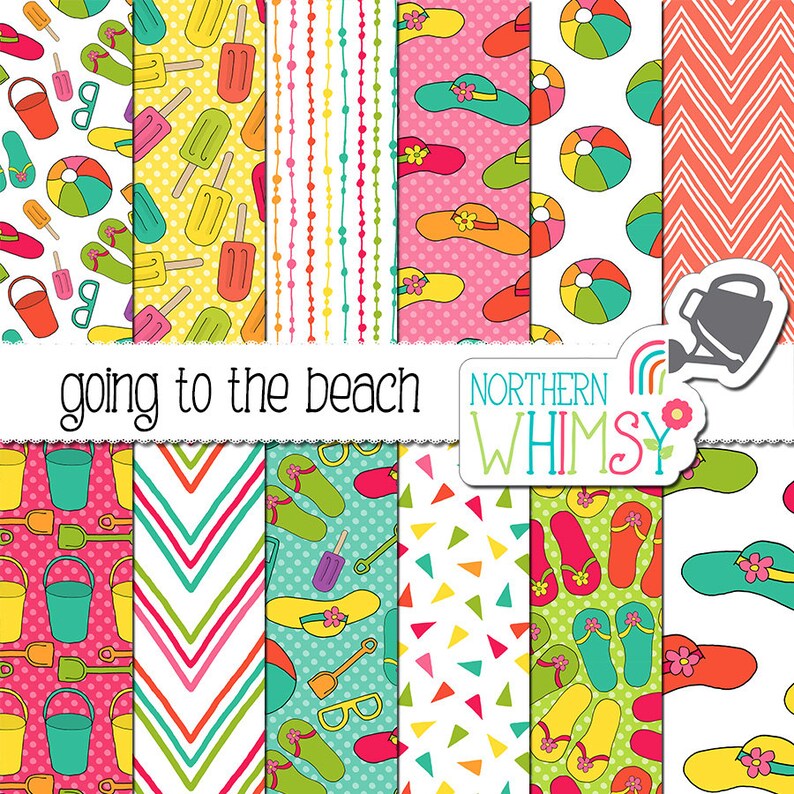 Beach Digital Paper Summer Scrapbook Papers in Tropical - Etsy
