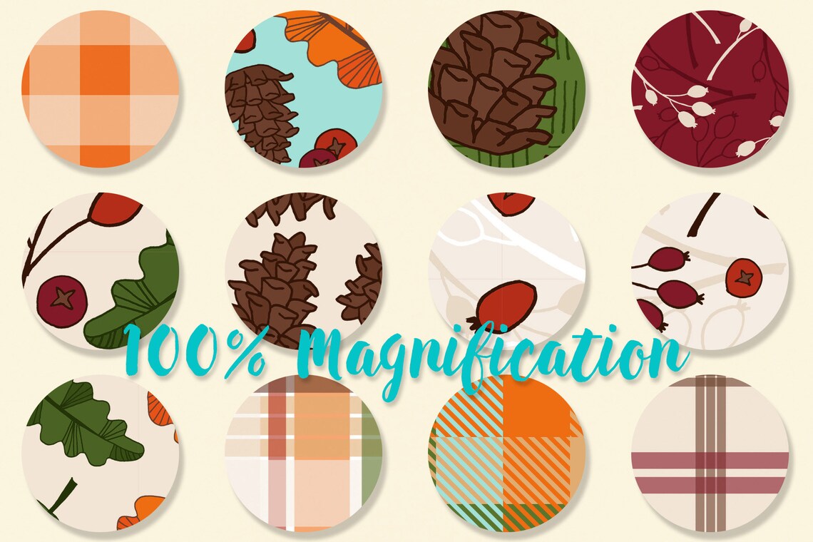 Fall Digital Paper pine Cones and Berries - Etsy