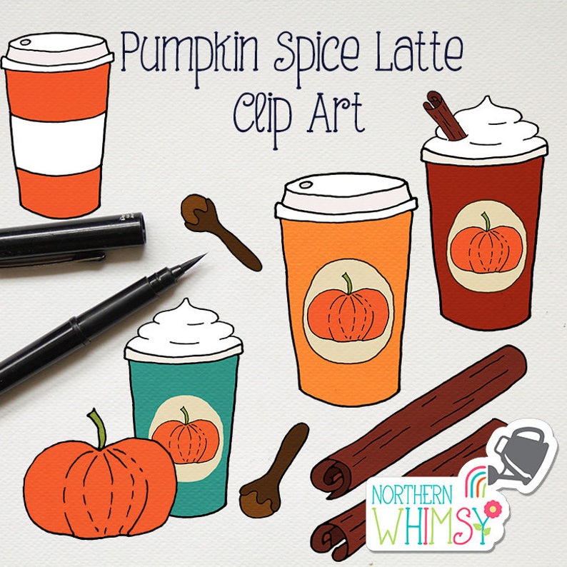 Fall Clip Art pumpkin Spice Latte Autumn - Etsy