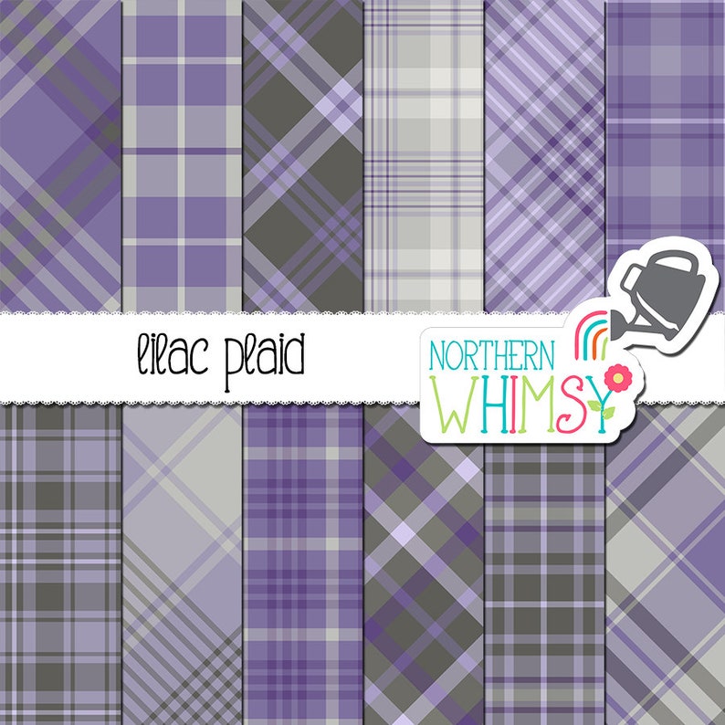 Purple and Gray Digital Paper lilac Plaid Patterns | Etsy