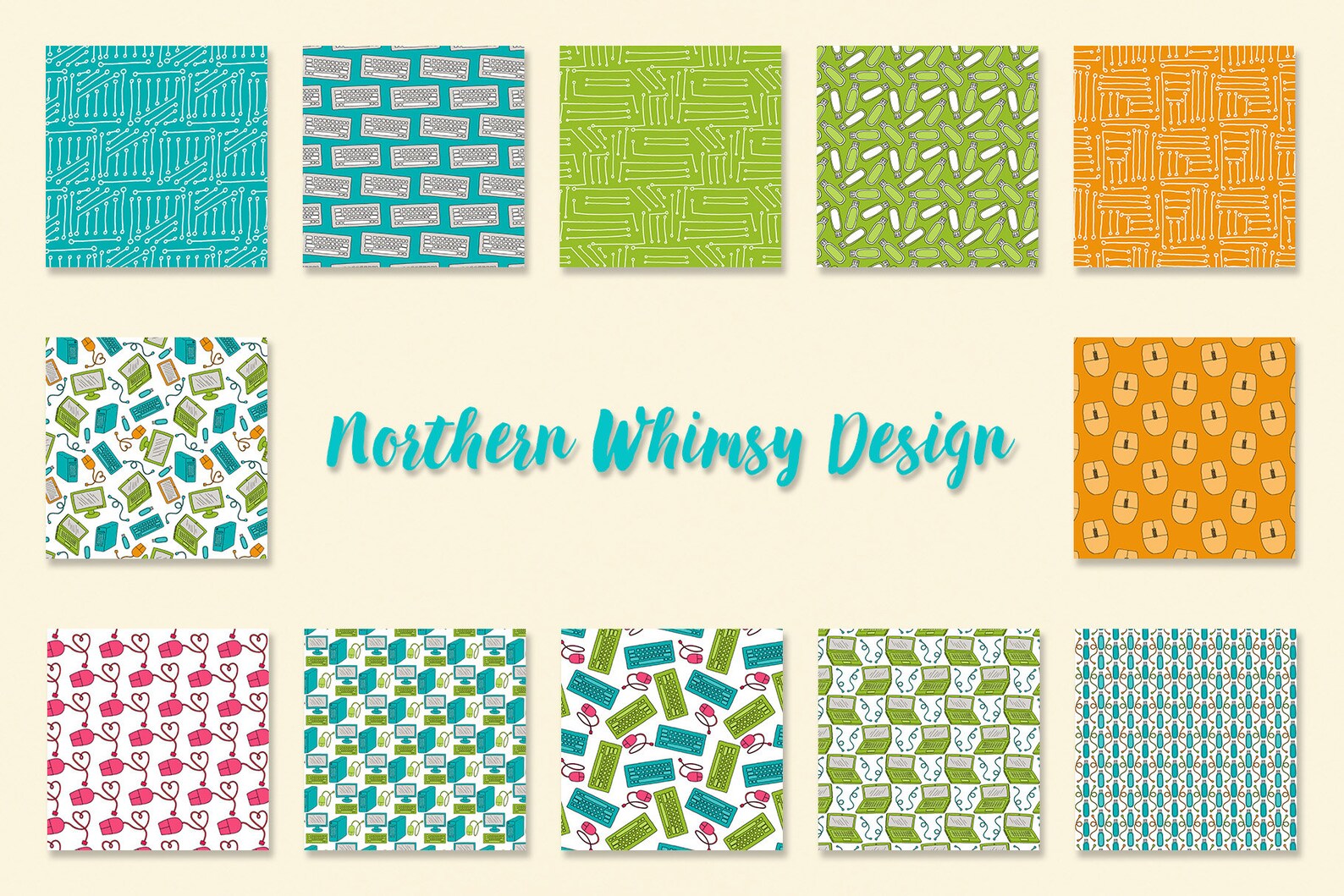 Computer Technology Digital Paper in Bright Colors - Etsy