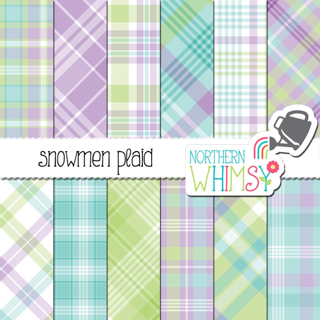 Winter Plaid Digital Paper snowmen Plaid Patterns - Etsy