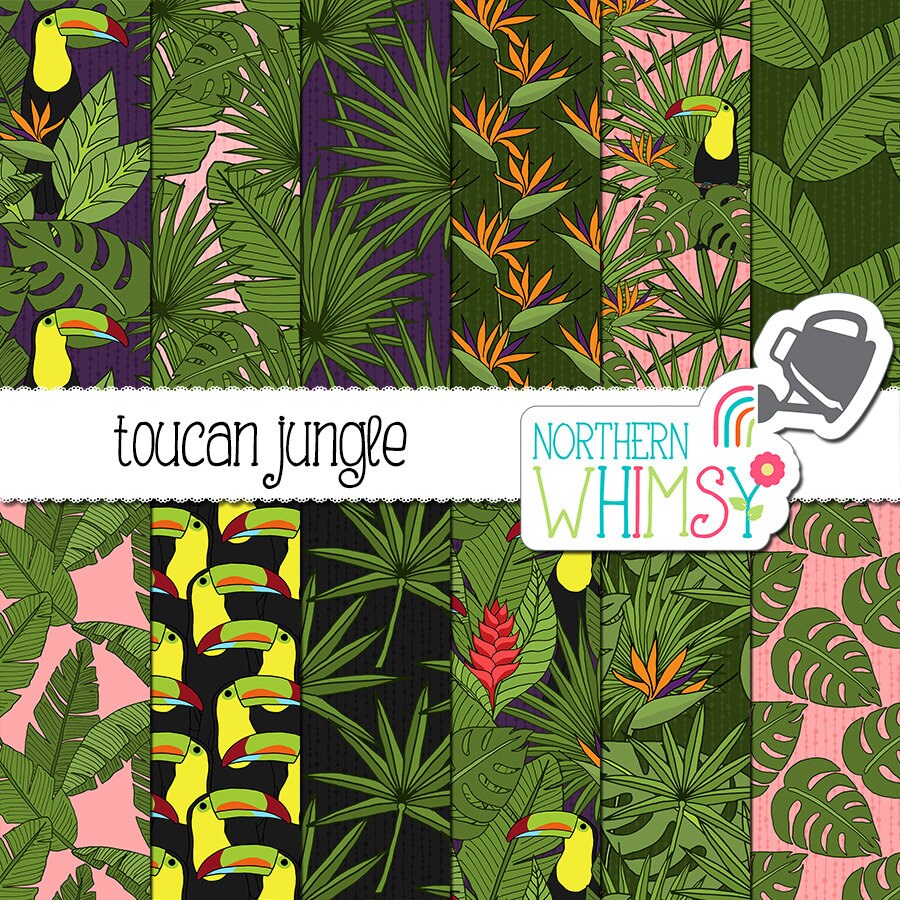 Tropical Digital Paper toucan Jungle Seamless - Etsy Canada