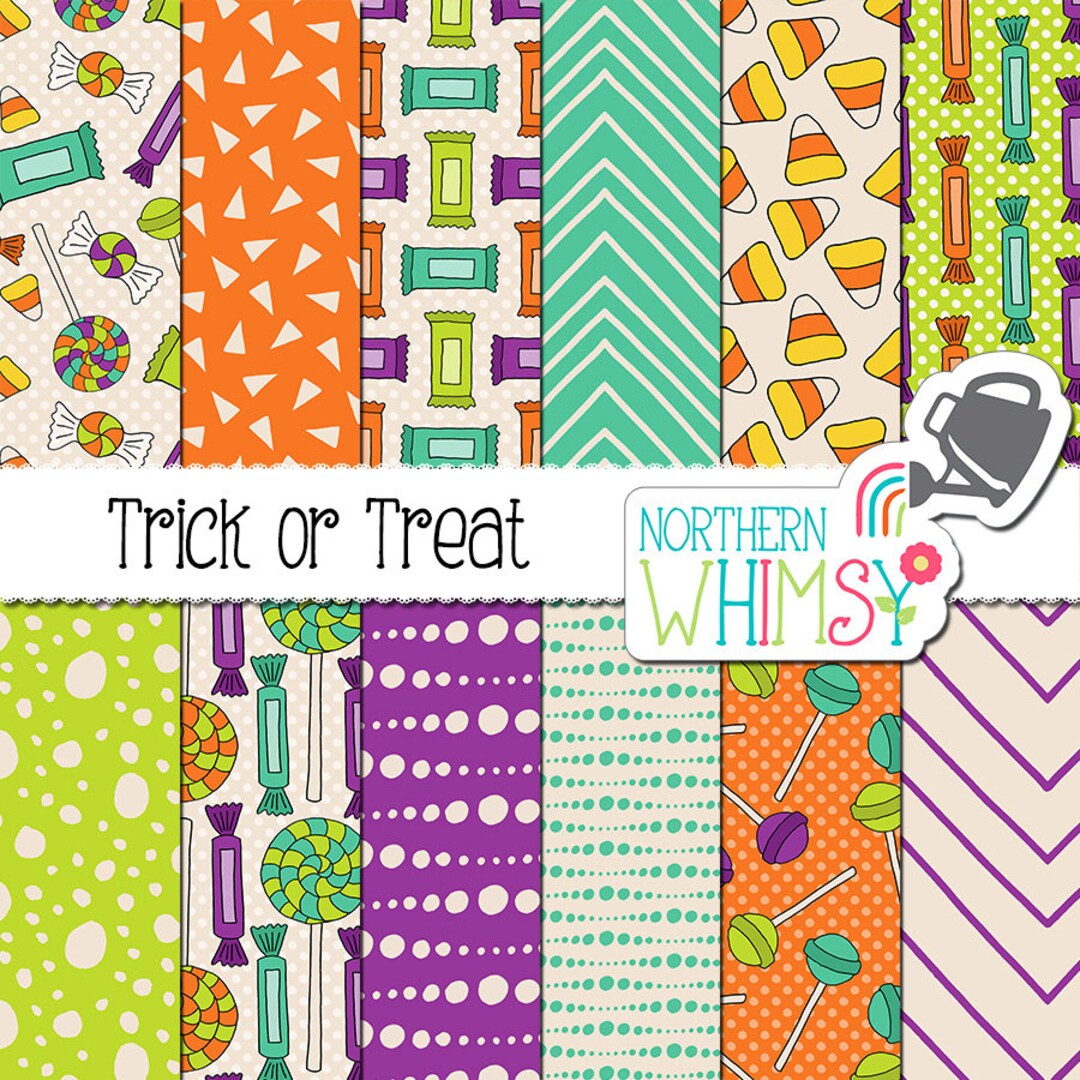 Halloween Digital Paper trick or Treat Seamless Patterns - Etsy