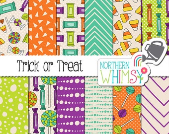 Halloween Digital Paper With Candy Corn Ghost Pumpkin Cute - Etsy