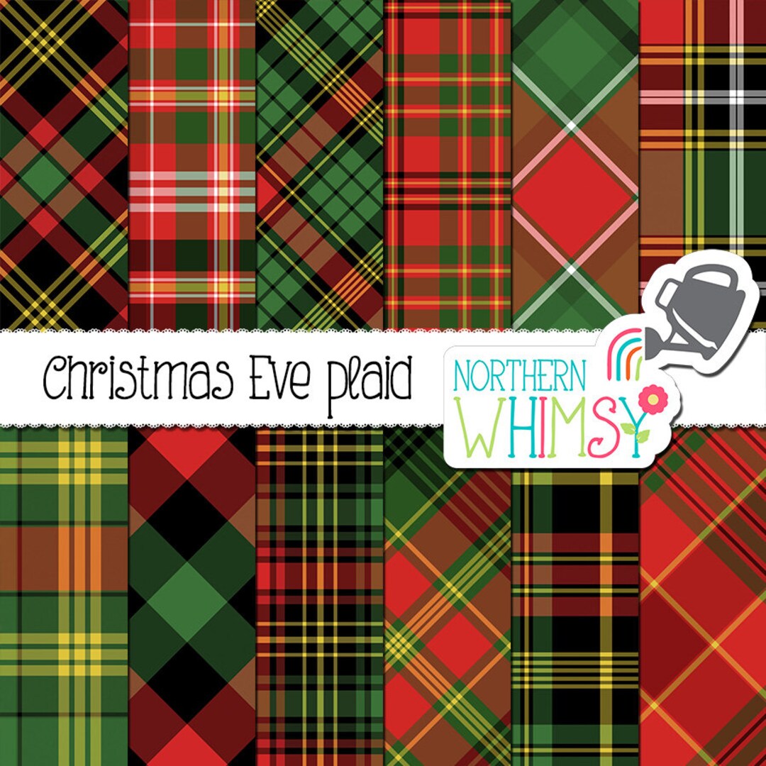 Christmas Digital Paper christmas Eve Plaid in Red, Green, and Black - Etsy