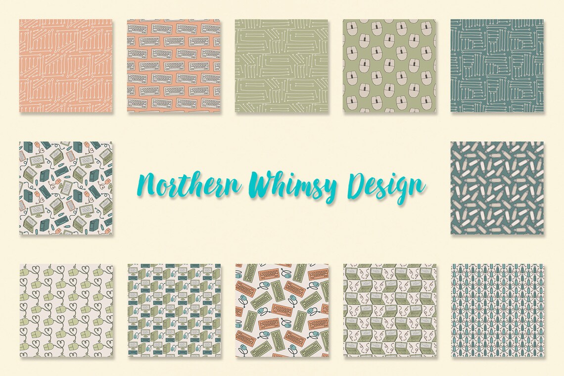 Computer Science & Tech Seamless Patterns | Etsy