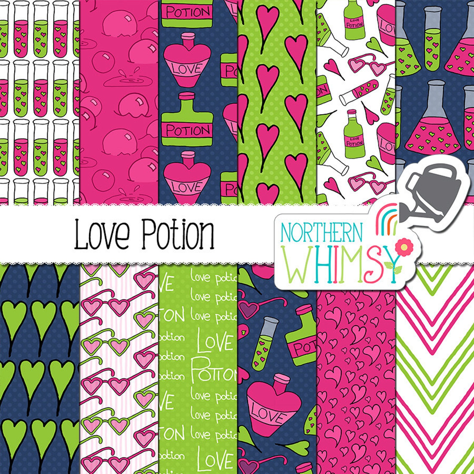 Valentines Digital Paper love Potion Seamless - Etsy Canada