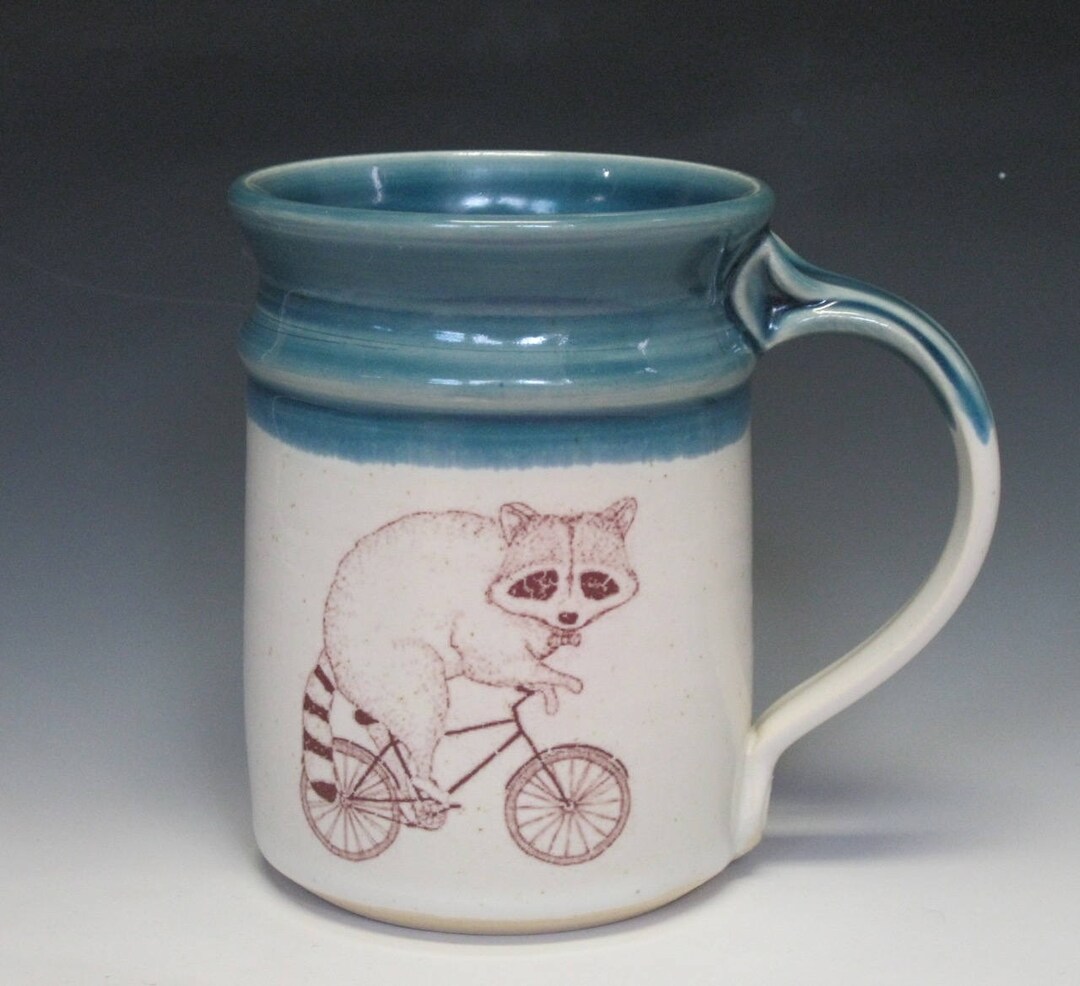 Racoon on Wheels Pottery Mug, Animals on Wheels, Ceramic Mug - Etsy