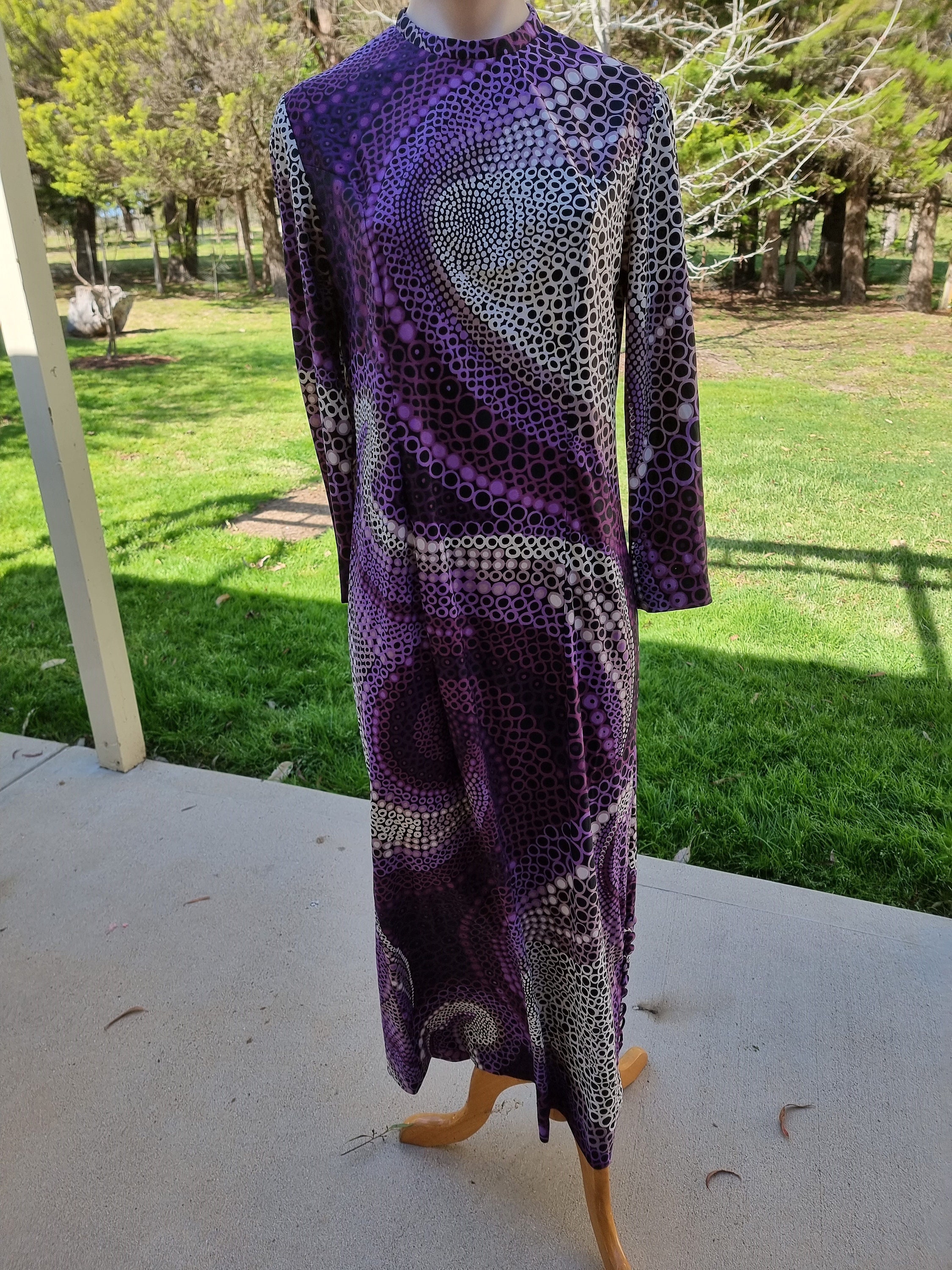 Vintage 60s Lucas Purple Circle Maxi Dress - Etsy Australia