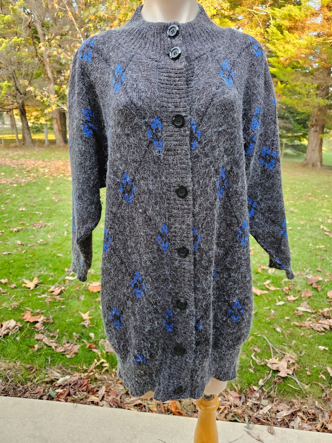 Vintage ** 80s 90s ** Sunday Angora ** Faux Mohair ** Long ** Cardigan ...