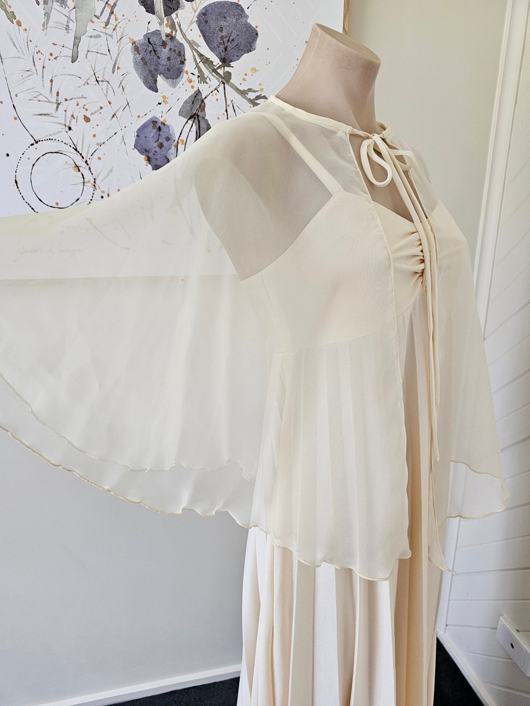 Vintage 70s Detachable Cape Pleated OAK Maxi - Etsy