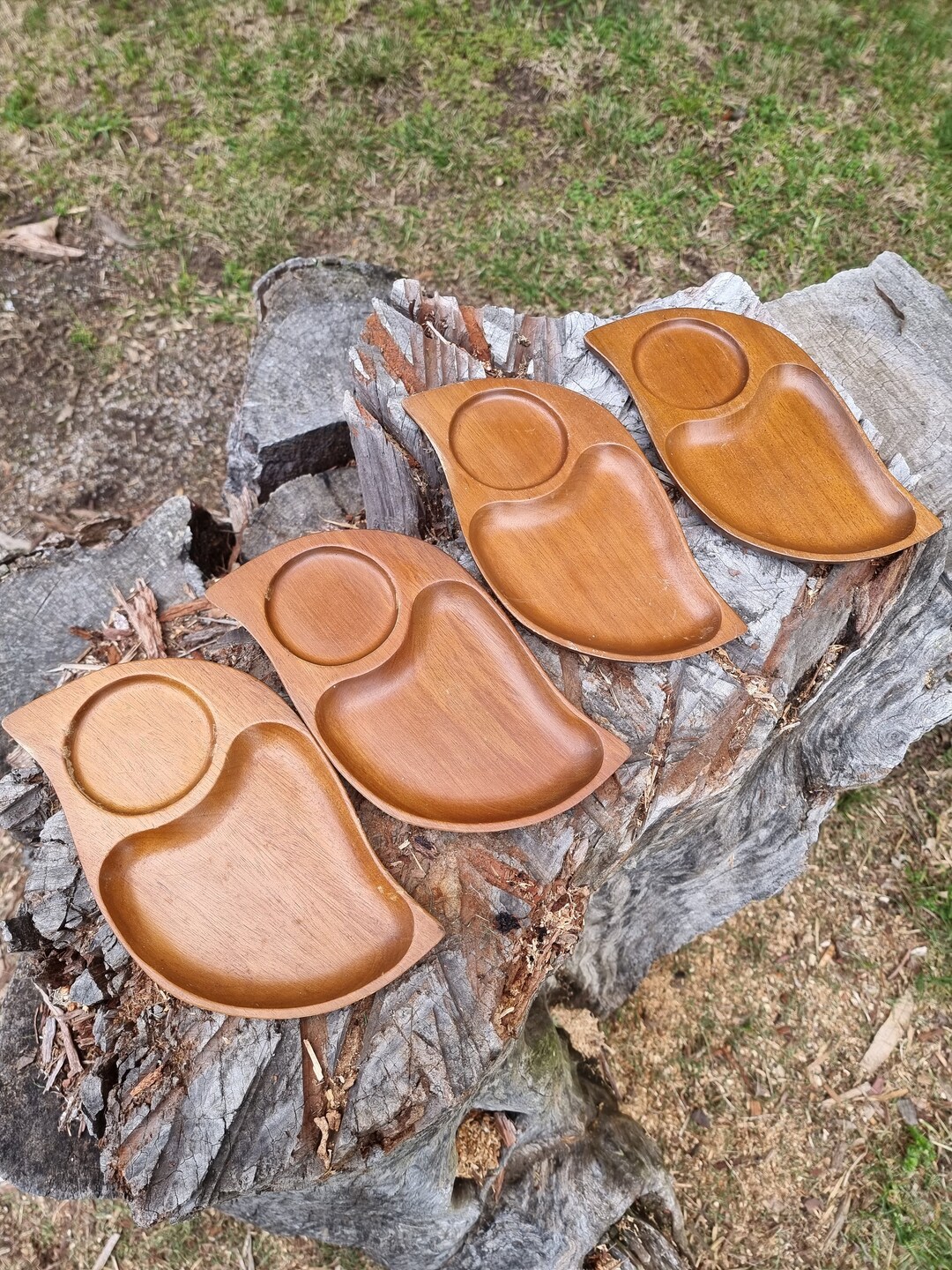 Vintage Mid Century 50s 60s Teak Set of 4 Snack Drink Trays - Etsy ...