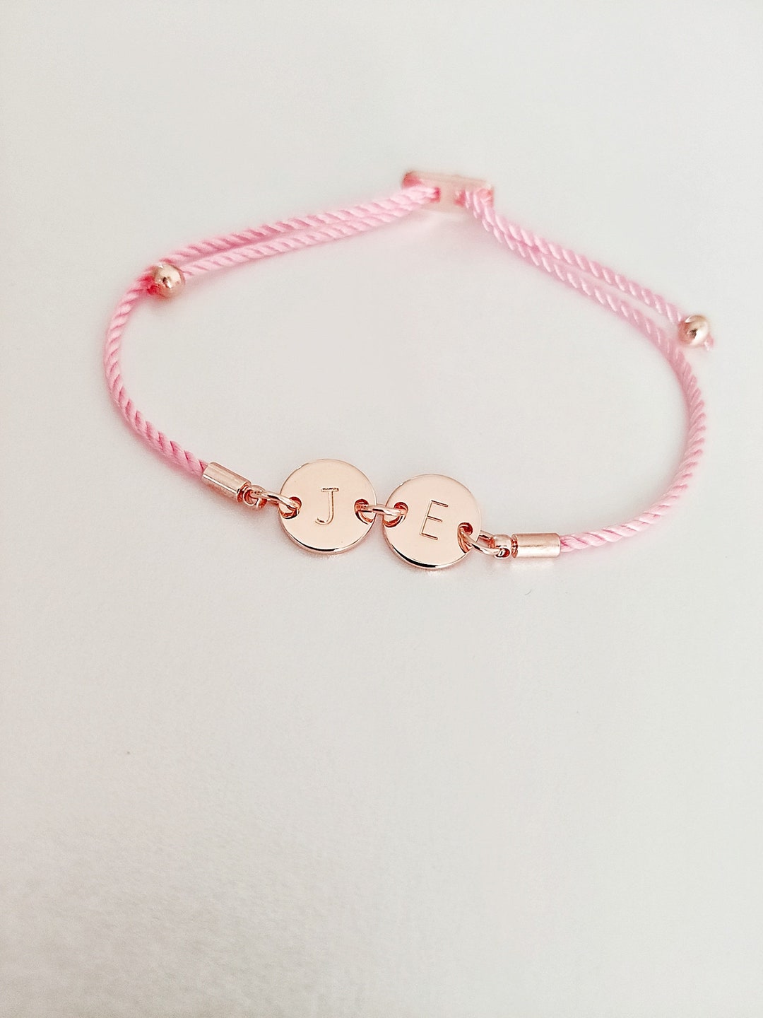 Personalized Initial Disc Bracelet, Custom Charm Bracelet, Friendship ...