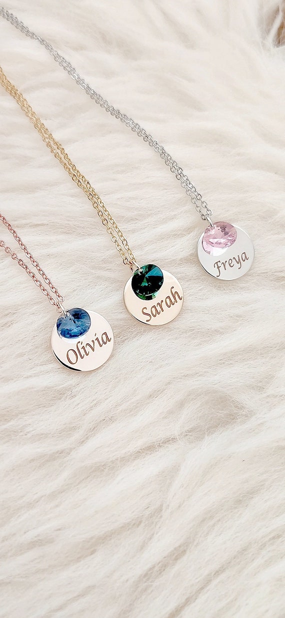 Personalised Name Necklace With Birthstone Crystal Necklace for Women Personalised Gifts for Her Christmas Gift Custom Mum Gift Dainty Etsy