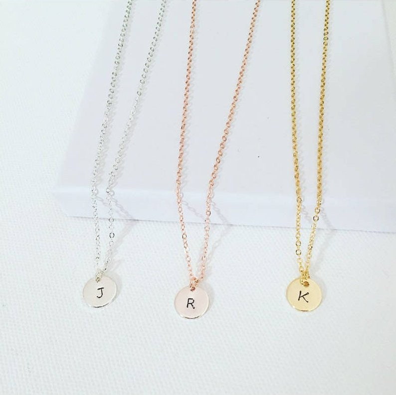 Bridesmaid Initial Necklace, Rose Gold Wedding Jewelry, Personalized ...