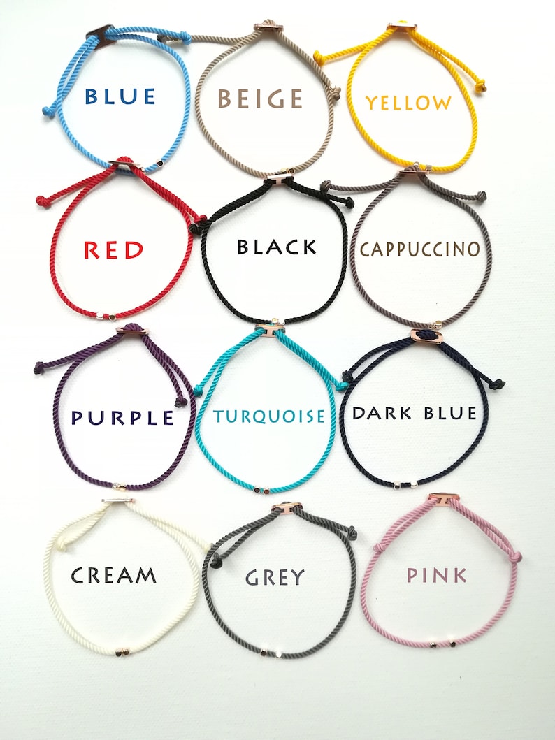 Personalized Initial Bracelet, Adjustable Cord Bracelet, Bridesmaid ...