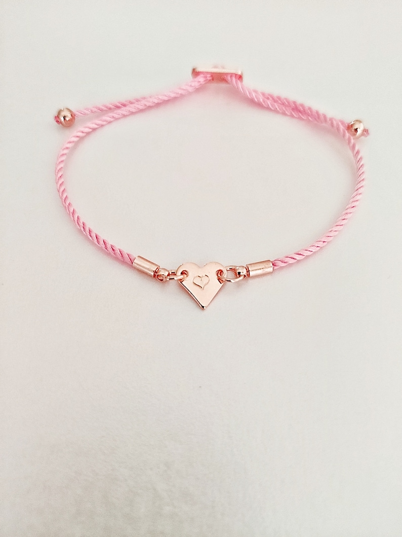 Personalized Initial Heart Bracelet, Bridesmaid Gift, Adjustable Cord ...