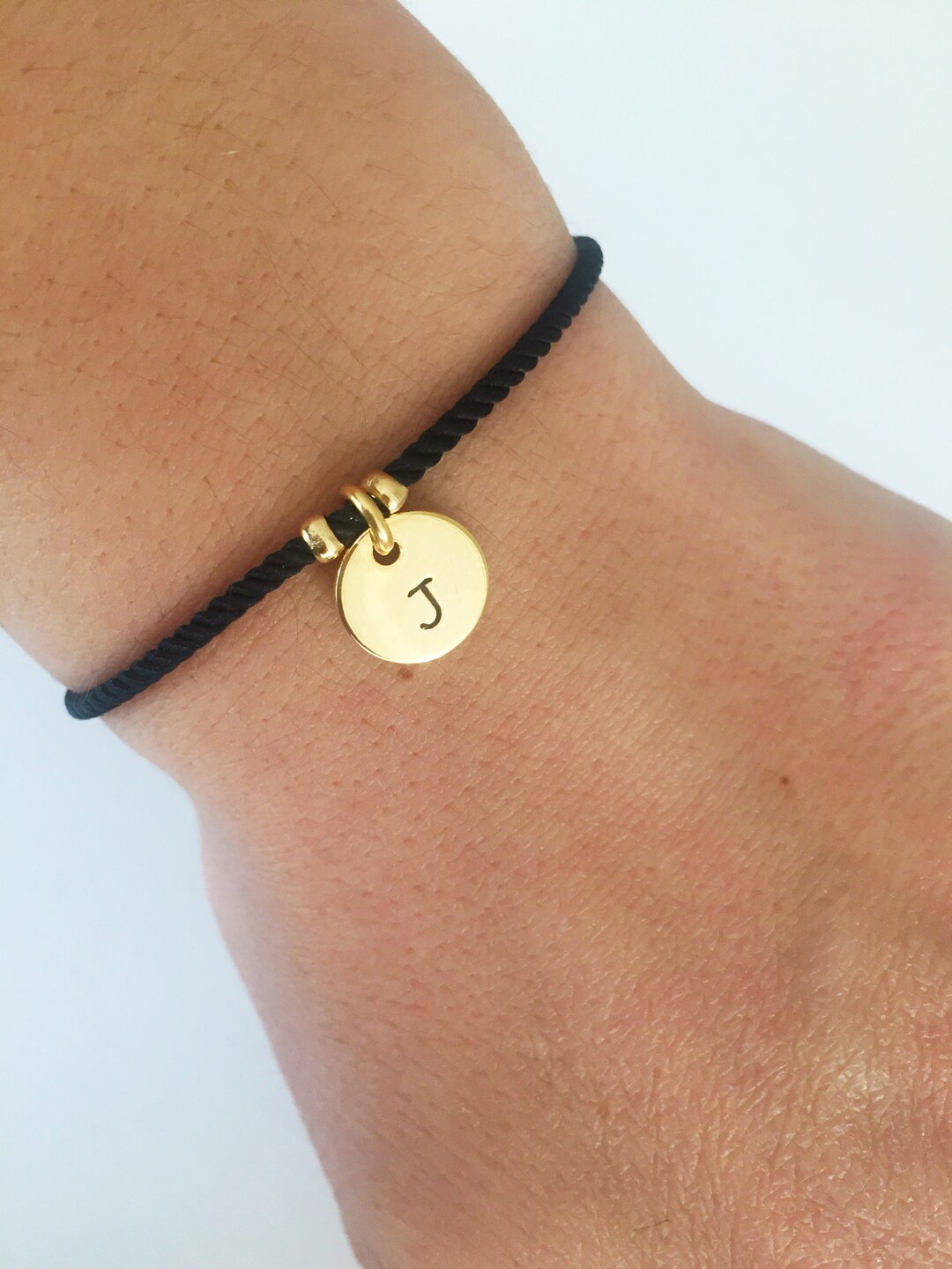 Custom Initial Cord Bracelet, Personalized Charm Jewelry, Adjustable - Etsy