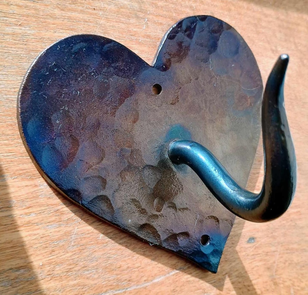 Wall Mounted Ring/key Holder With Heart Backplate, Hand Forged - Etsy