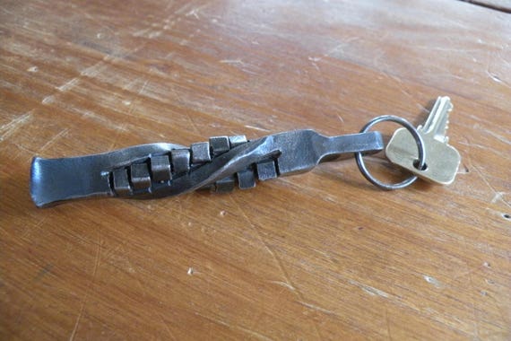 Hand Forged Key Chain Key Fob Rubics Twist Blacksmith Made - Etsy