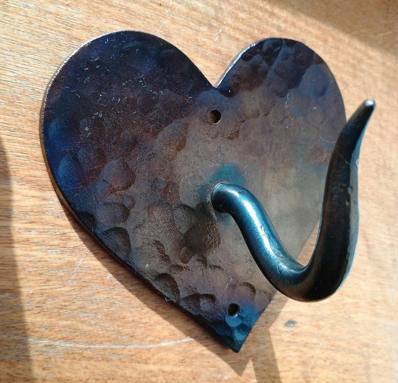 Wall Mounted Ring/key Holder With Heart Backplate, Hand Forged - Etsy