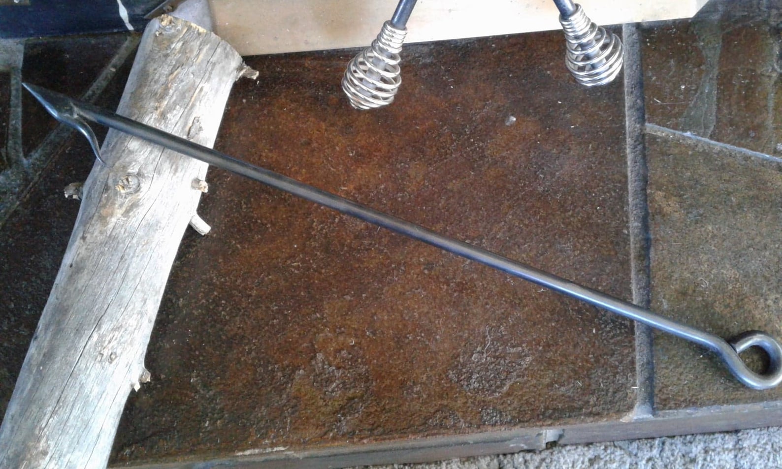 3 Piece Fireplace Set With Wall Mounted Hooks Blacksmith Made - Etsy